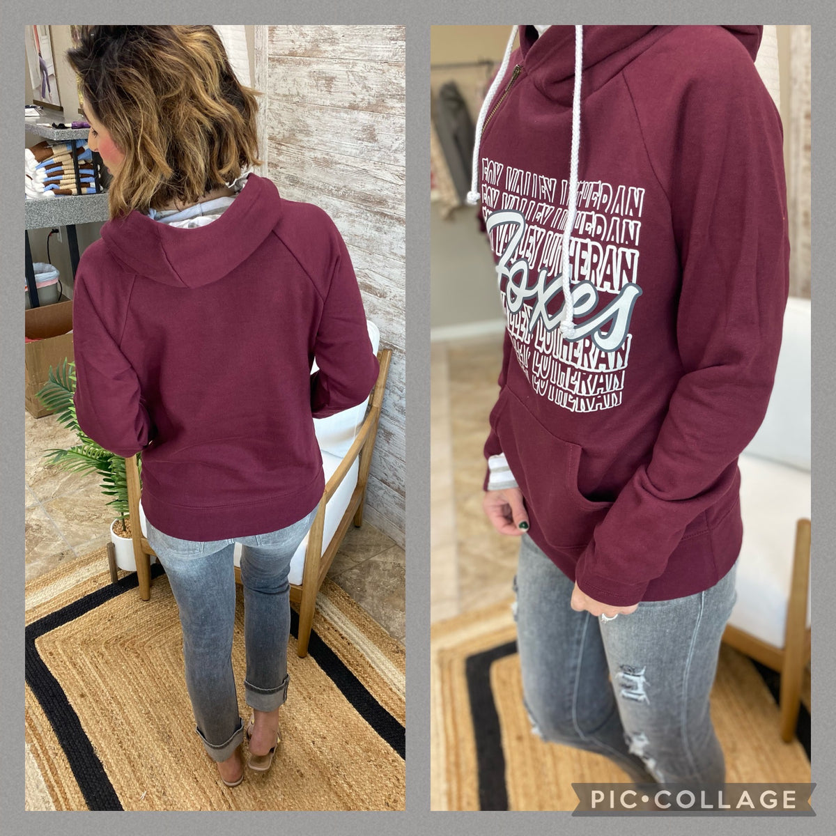 FVL Foxes Maroon Enza Double Zipper Hoodie – Kenny Rose Boutique